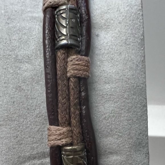 Handmade | Accessories | Mens Triple Leather And Sinew Strand Bracelet ...